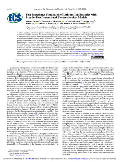 Pdf Fast Impedance Simulation Of Lithium Ion Batteries With Pseudo