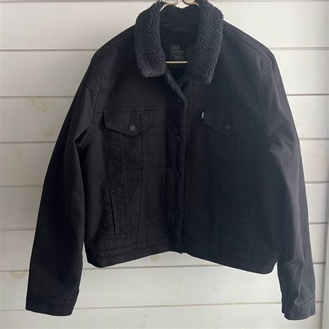 Levis Black Sherpa Lined Denim Jacket Gem
