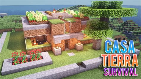 Como HACER una CASA DE TIERRA GRANDE y FÁCIL para SURVIVAL en MINECRAFT