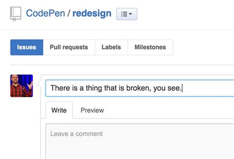 Github Issue Codepen