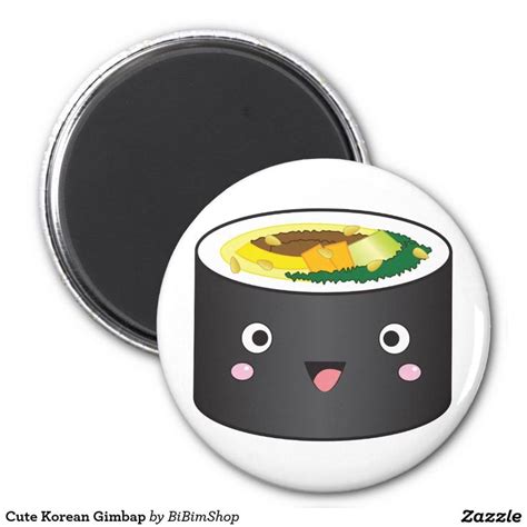 Cute Korean Gimbap 2 Inch Round Magnet
