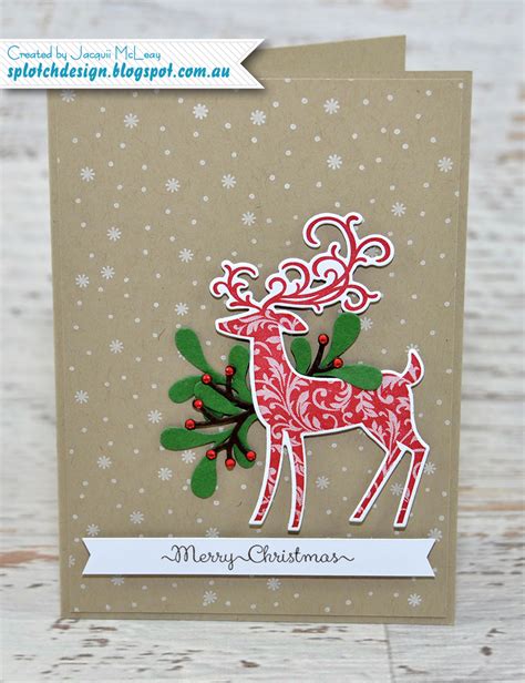Splotch Design Adding Ink To Paper Dashing Deer Christmas Card