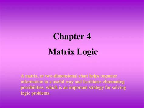 PPT Chapter Matrix Logic PowerPoint Presentation Free Download ID