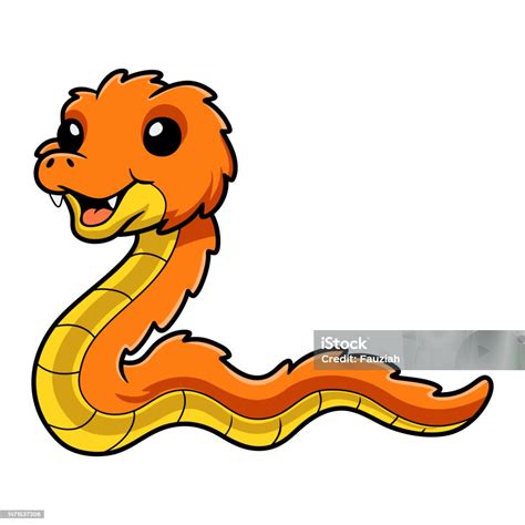 Kartun Ular Berbisa Semak Berduri Oranye Yang Lucu Ilustrasi Stok