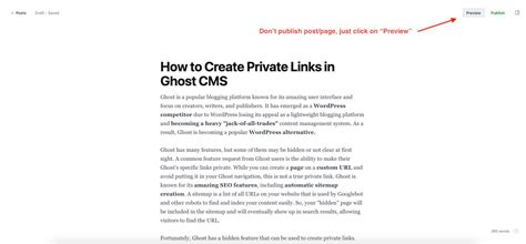 How To Create Private Links In Ghost CMS