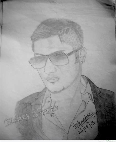 Pencil Sketch Of Singer And Rapper Honey Singh Desi Painters