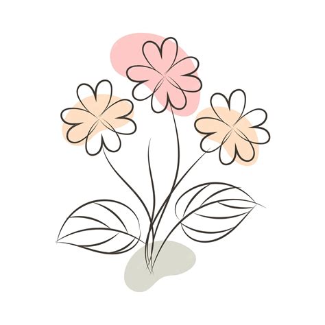 Dibujo De Una Línea Ilustración De Flor Minimalista En Estilo De Arte