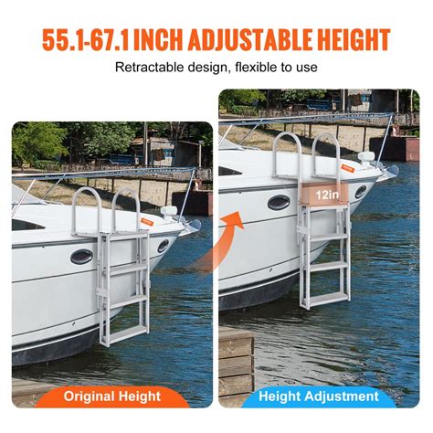Vevor Dock Ladder Retractable 4 Steps 159 Kgs Load Capacity Aluminum