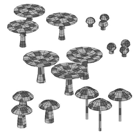 Mushrooms Set 3d Model Turbosquid 1982239