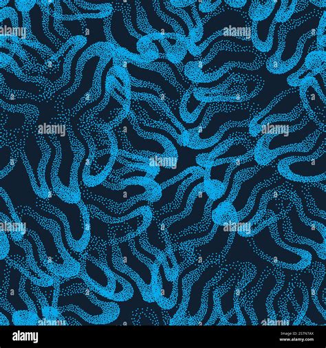 Hand Drawn Stippled Texture Blue Abstract Seamless Pattern Vector