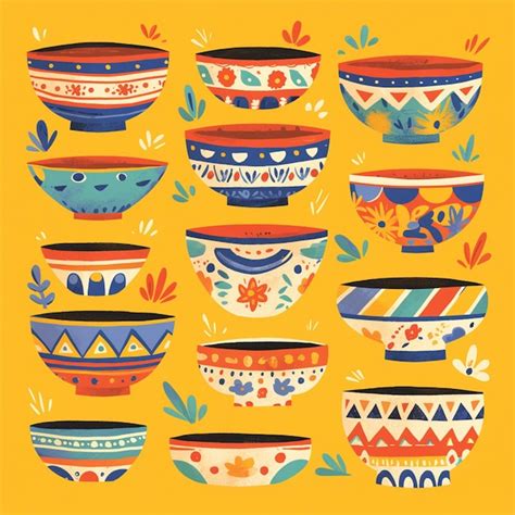Premium Vector Indian Pottery Patterns With Traditional Shapes