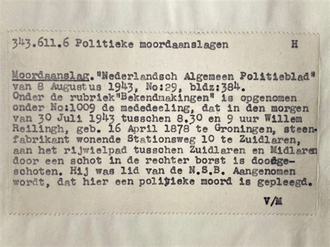 Original Wwii Dutch Nsb Document Regarding An Execution Of An Nsb