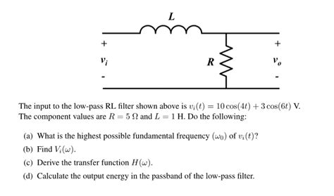 Solved The Input To The Low Pass RL Filter Shown Above Is Chegg