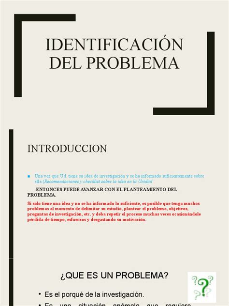 Identificación Del Problema Pdf