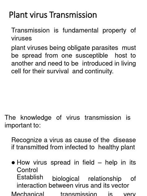 Plant Virus Transmission Pdf Virus Plant Virus