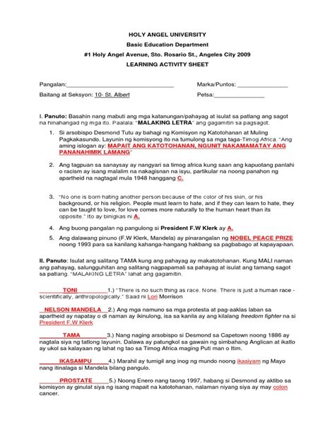 Arkitekto Ng Kapayapaan Answer Key Pdf