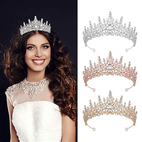 Tnobhg Tiara Queen Crown Shiny Rhinestone Decor Symmetric Bride
