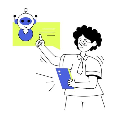Premium Vector A Linear Illustration Of Robot Communication