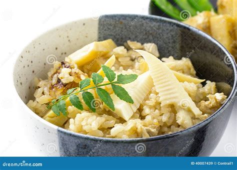 Steamed Rice And Bamboo Shoot Called Takenoko Gohan Stock Image Image