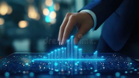 Businessman Tapping On Innovative Financial Data Display For Market Analysis Stock Illustration