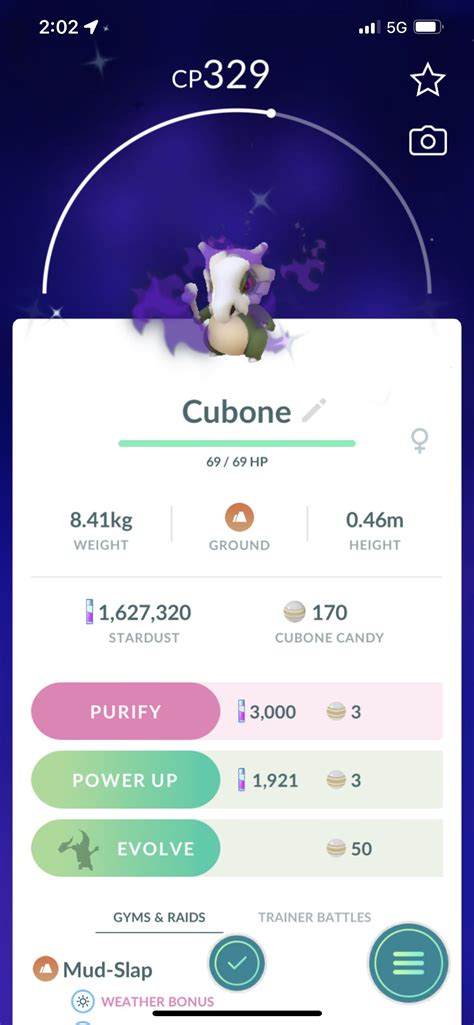 Shiny Shadow Cubone R Pokemongo
