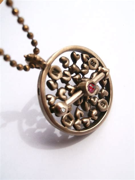 Love Disc Compass Bronze Necklace Etsy