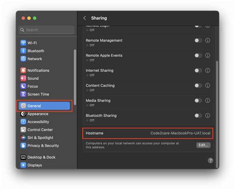 find hostname of mac running on macos ventura 13 code2care