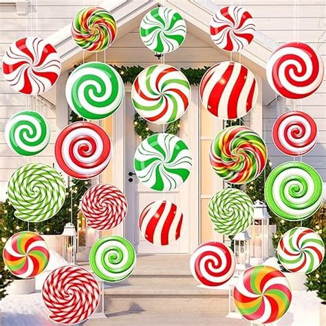 Huwena 24 Pcs Christmas Outdoor Yard Hanging Ornaments