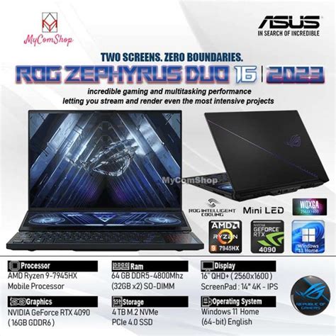 Jual Asus Rog Zephyrus Duo 16 Gx650py Ryzen 9 7945hx 64gb 4tb Rtx 4090