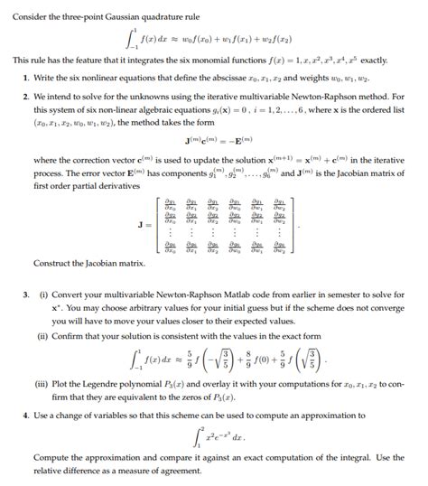 Solved Consider The Three Point Gaussian Quadrature Rule
