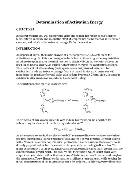 4 Determination Of Activation Energy Pdf Activation Energy Reaction Rate