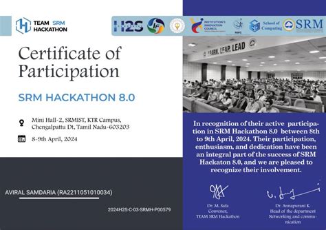 Excited To Have Been Part Of Srm Hackathon 80 On 8th 9th April 2024 Grateful For The