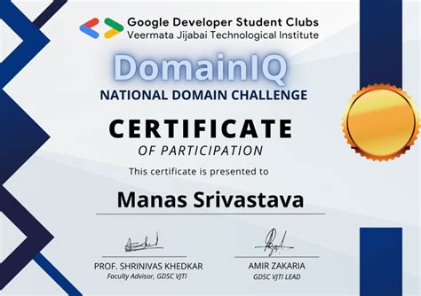 manas srivastava on linkedin after receiving the gdsc vjti certificate