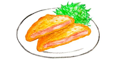 手書きハムカツのイラスト無料 飲食店専門手描きイラストそらまめ堂