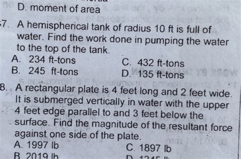 D Moment Of Area 7 A Hemispherical Tank Of StudyX