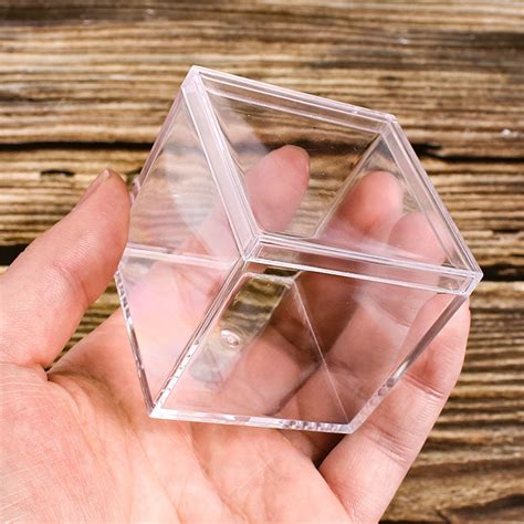 Yesbay Clear Acrylic Plastic Square Cube 4pcs Small Box With Lid Case