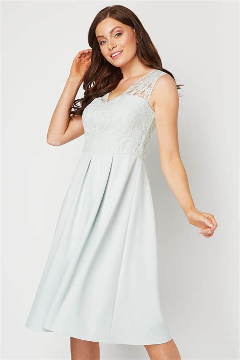 Lace Fit And Flare Midi Dress In Sage Roman Originals Uk