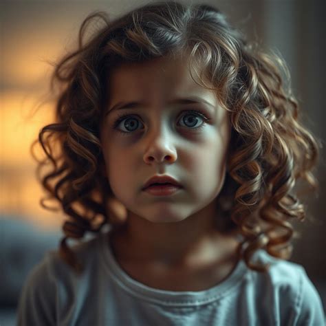 Curly Haired Girl In Emotion