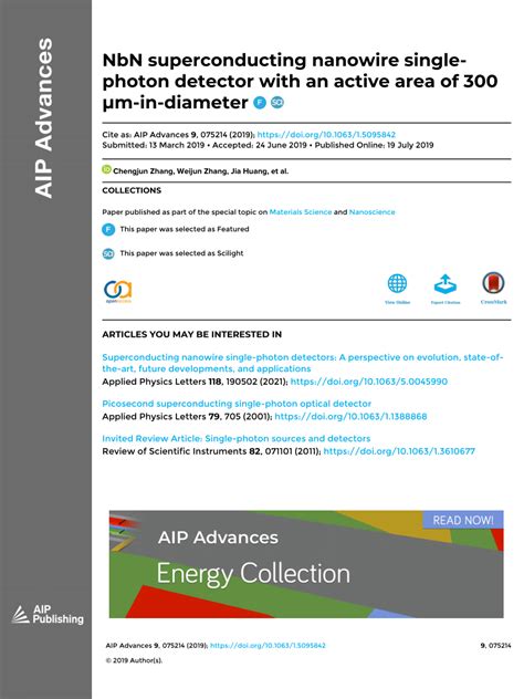 Pdf Nbn Superconducting Nanowire Single Photon Detector With An