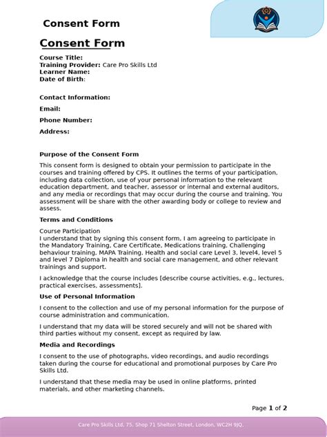 Consent Form For Learner Pdf Consent