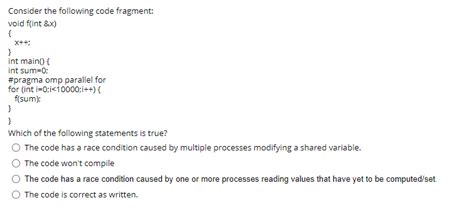 Solved Consider The Following Code Fragment Void Fint Andx