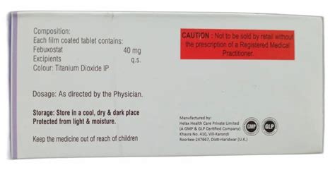 Febumic 40 Tab Febuxostat 40mg Tablet At Rs 115 Strip Uloric In Ahmedabad Id 25874470373