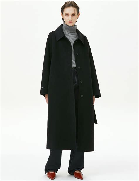 Trwa트와 실시간 인기 스타일 핸드메이드 울 벨티드 발마칸 코트 블랙 Mdct005black 온더룩