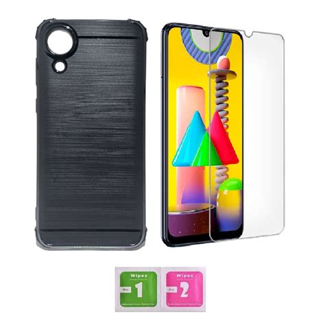 Capa Capinha Case Samsung Galaxy A03 Core Preta Escovada Película De