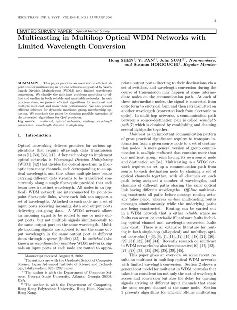 Pdf Multicasting In Multihop Optical Wdm Networks With Limited Wavelength Conversion