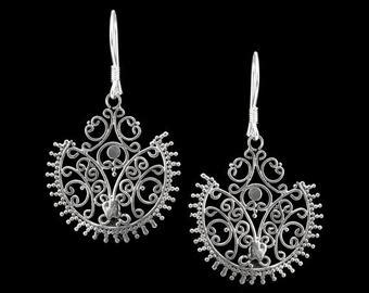 Items Similar To Boho Chic Style Earrings Turquoise Hippie Dangling Drop Earrings Leaf Charms