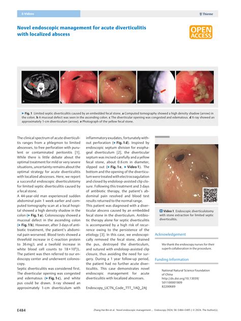 Pdf Novel Endoscopic Management For Acute Diverticulitis With