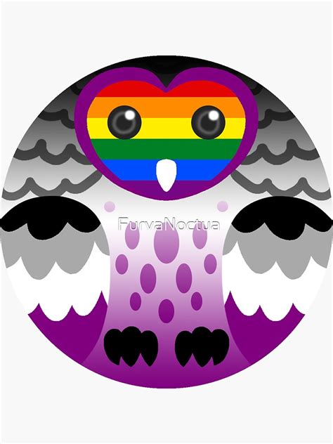 Asexual Gay Pride Owl Sticker By Furvanoctua Redbubble