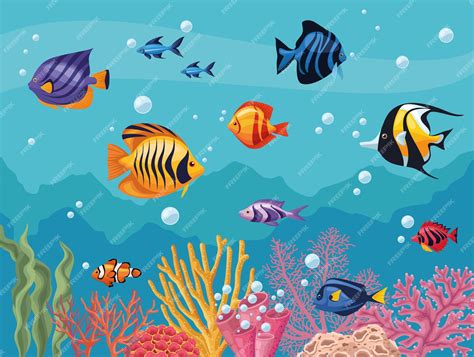 Premium Vector Eleven Fishes And Seaweed