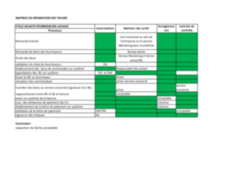 SOLUTION Matrice De S Paration Des Taches Studypool